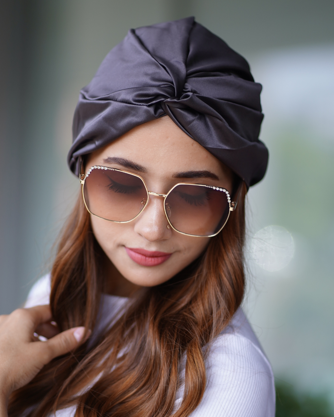 Charcoal Grey Silk Hair Turban – Gentle Hair Care | Dame Essentials